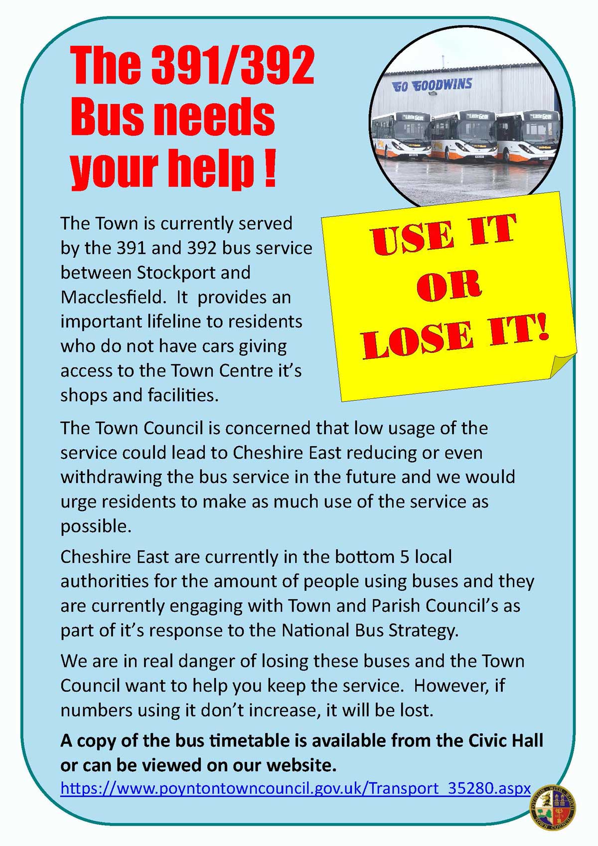391/392 Bus Service - Poynton Town Council